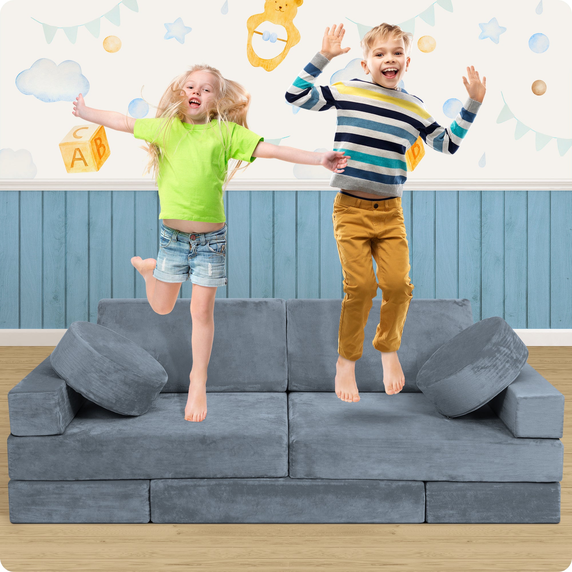 LX15 Couch Gray – Modular Kids Sofa – Lunix