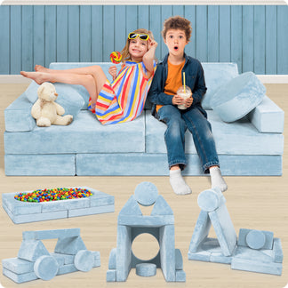 LX15 14pcs Modular Kids Couch Light Blue – Lunix