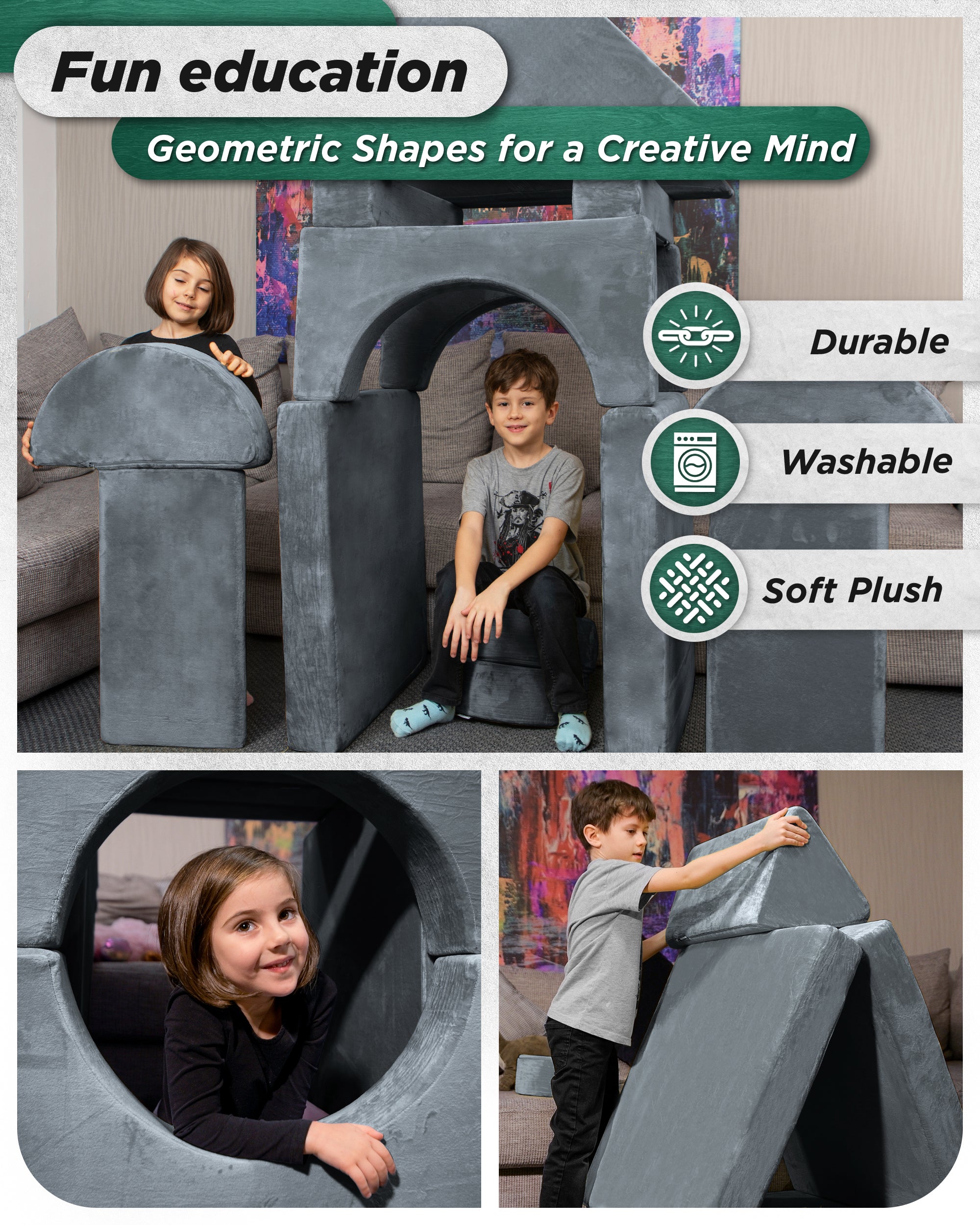 LX15 Couch Gray – Modular Kids Sofa – Lunix